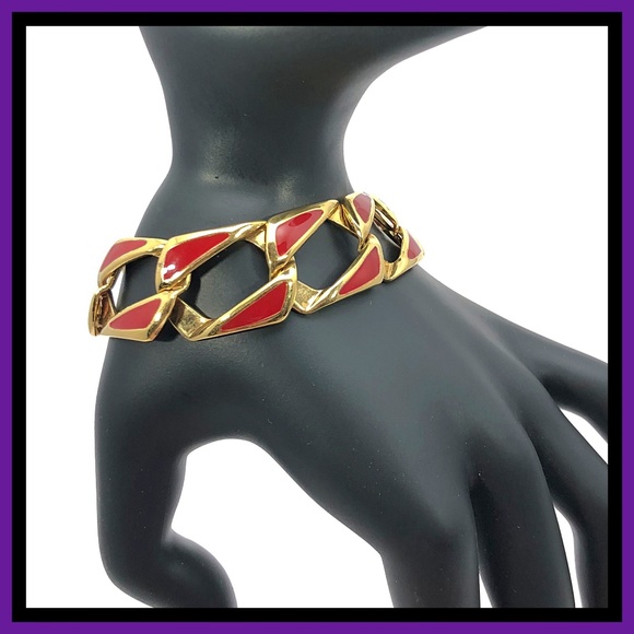 Napier | Jewelry | Vintage Napier Red Gold Chain Link Bracelet | Poshmark